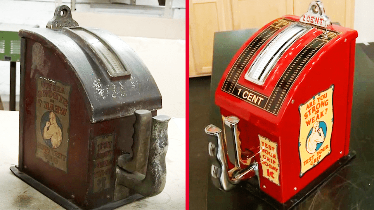 Stunning restoration of a 1930s penny arcade strength tester | Sky ...